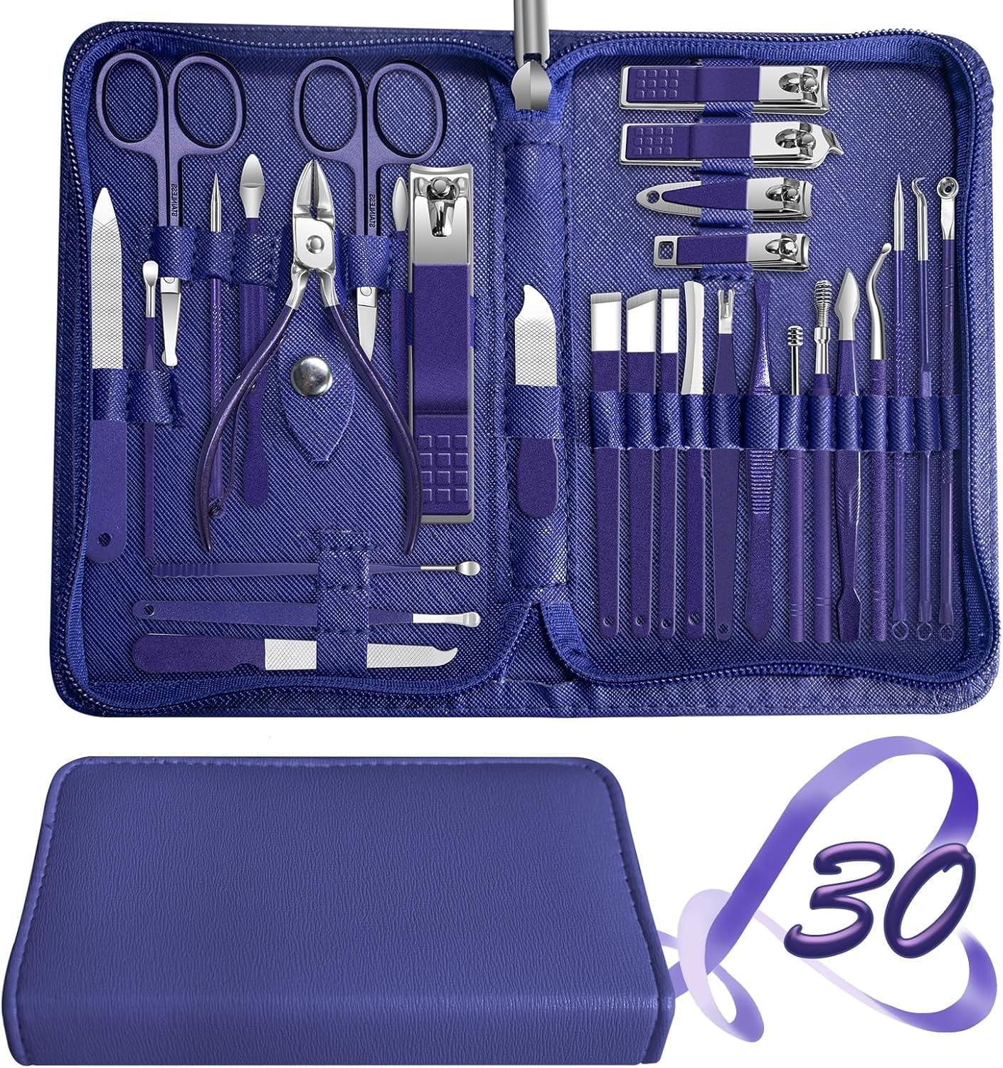 Manicure Set, BKSDUEH Pedicure Set Nail Clippers, 30 Pieces Premium ...