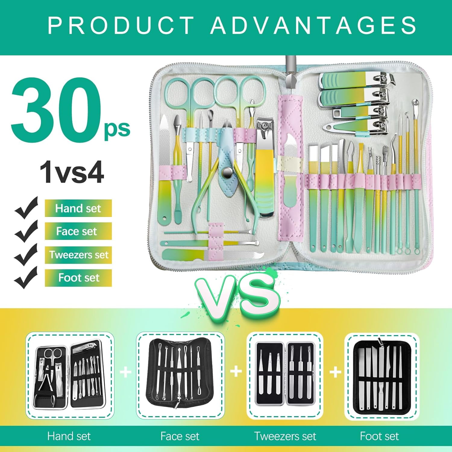 Manicure Set 30 in 1 Nail Clippers Set,Nail Manicure Kit for Women ...