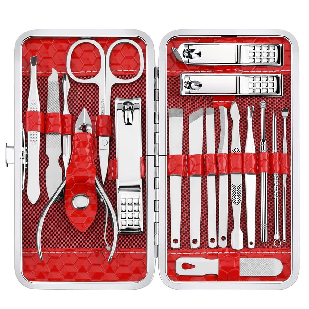 Manicure Set, Professional Nail Clippers Pedicure Kit 19 Pieces Nail ...