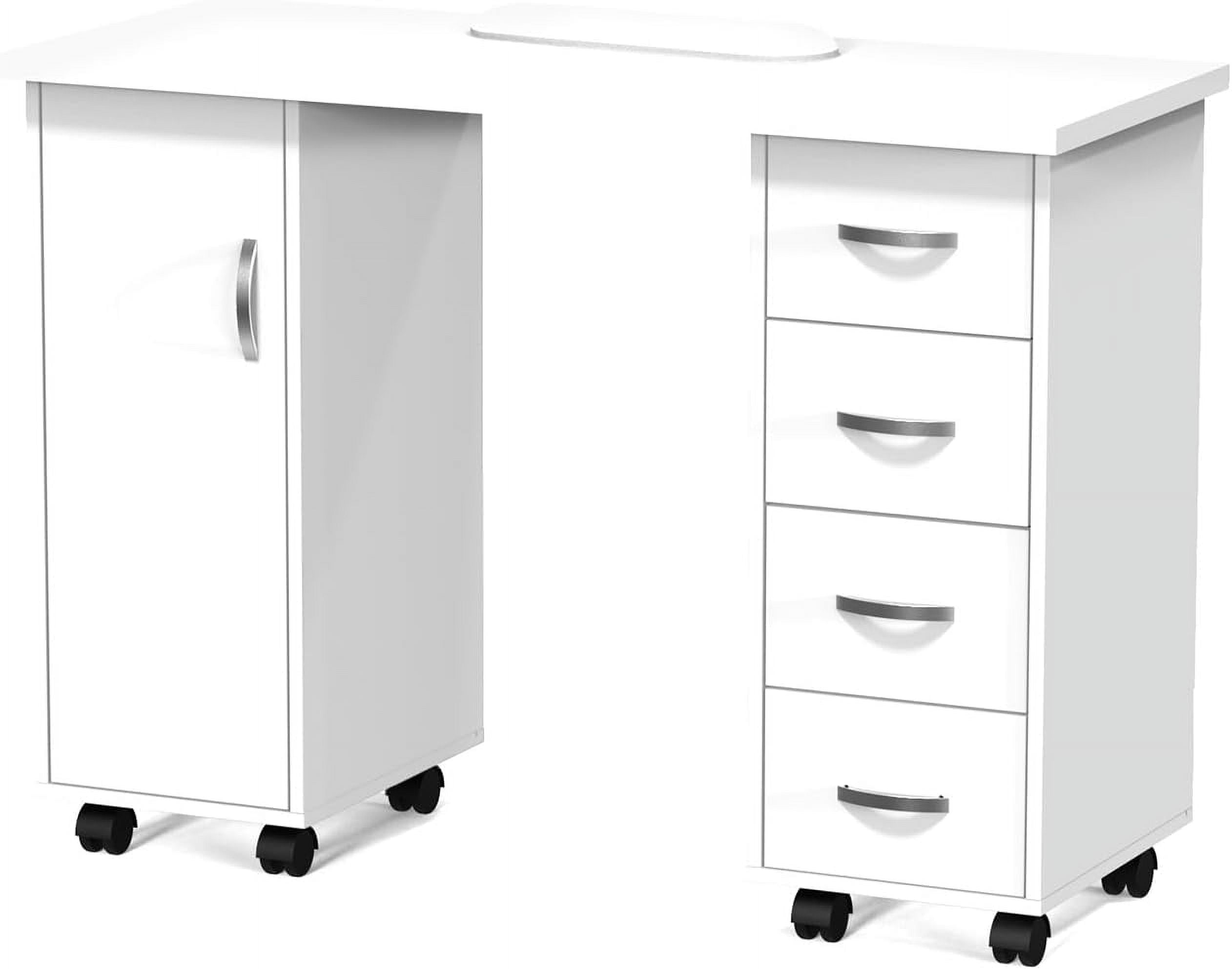 Manicure Table Nail Desk w/Cabinet, Drawers, Wheels & Arm Rest, Spa ...