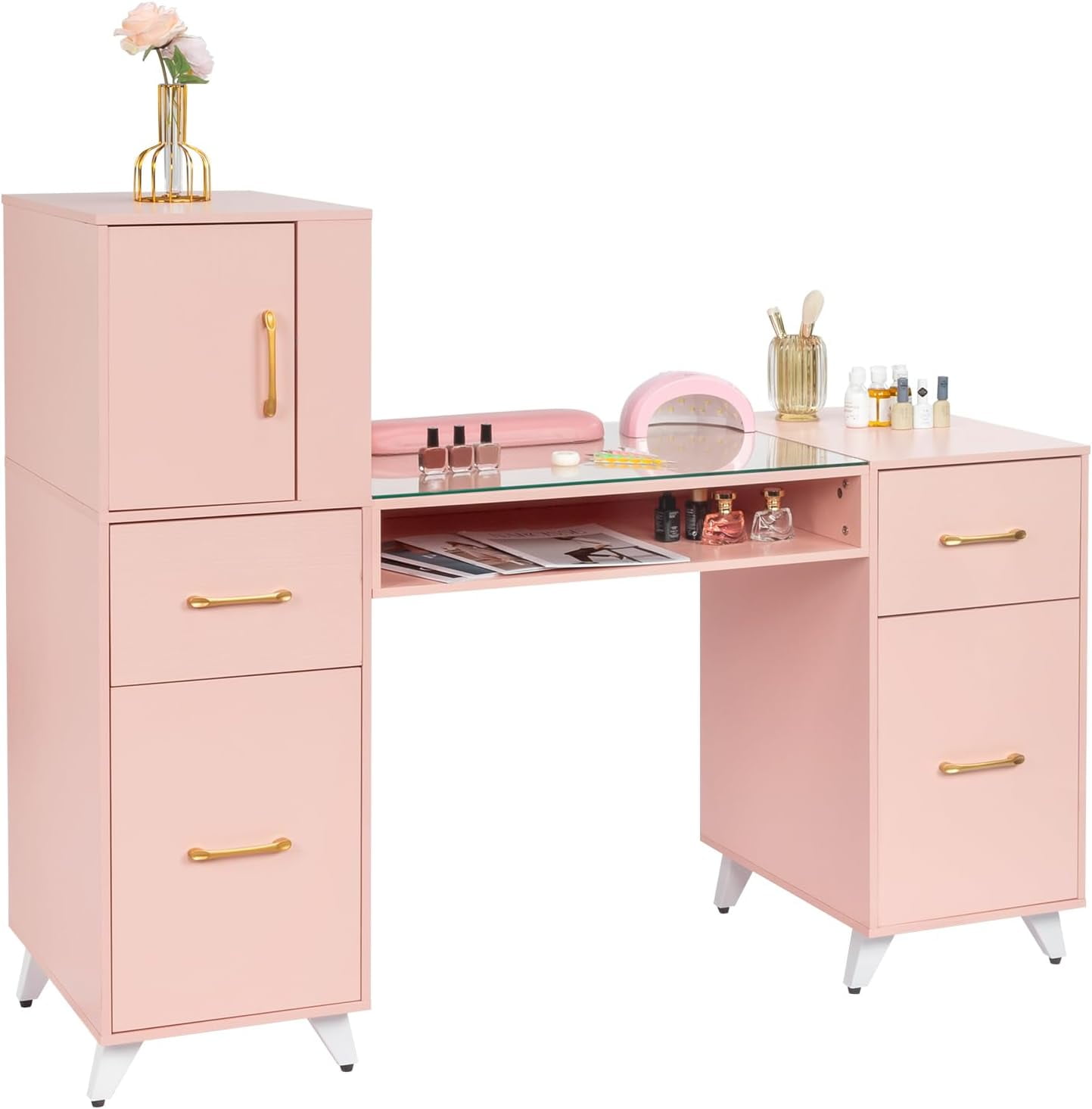 Manicure Table for Nail Tech 55 inch Nail Desk with Drawers/Cabinet ...