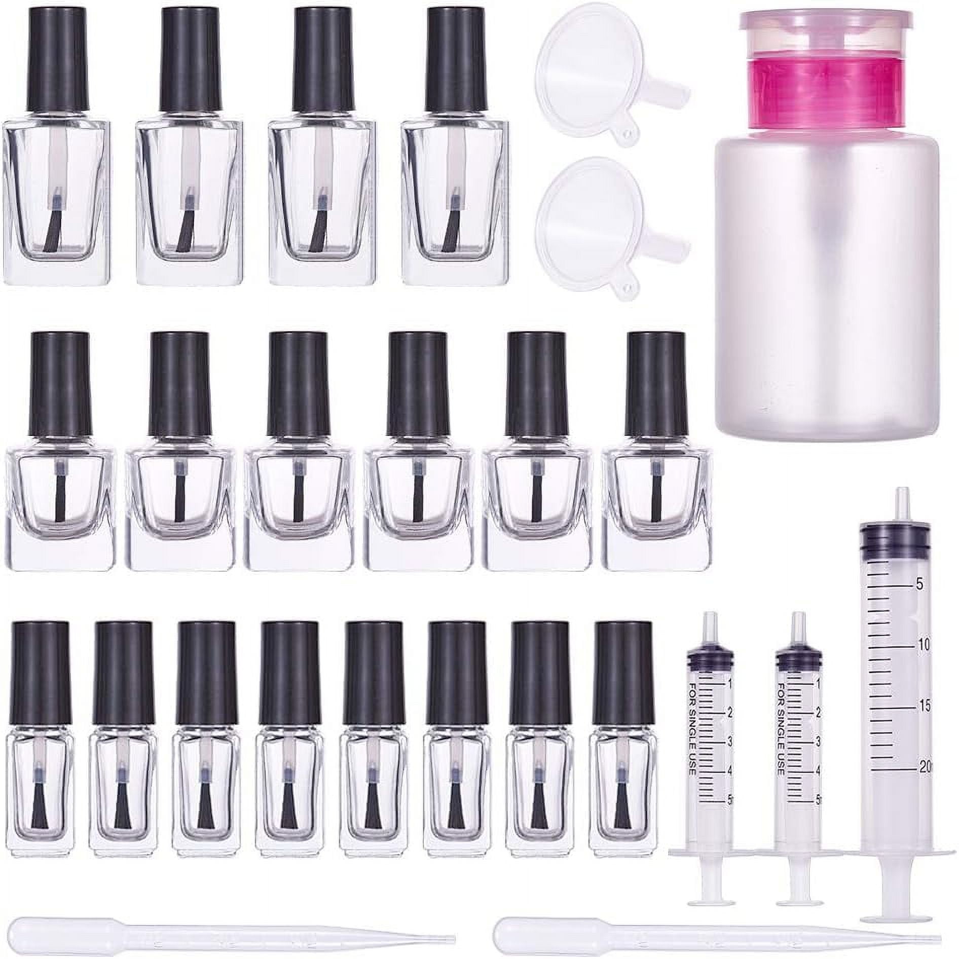 Manicure Tool Set with Glass Nail Polish Empty Bottle Syringe Plastic ...