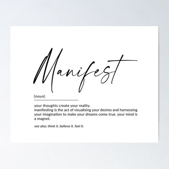 Manifest Definition, Law of Attraction, Affirmations UNFRAMED Poster ...