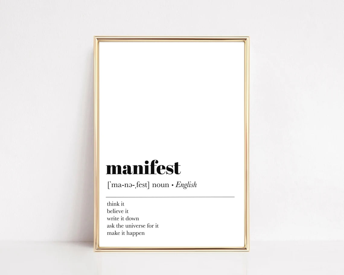 Manifest Definition Print - Inspirational Wall Art - Happiness Prints ...