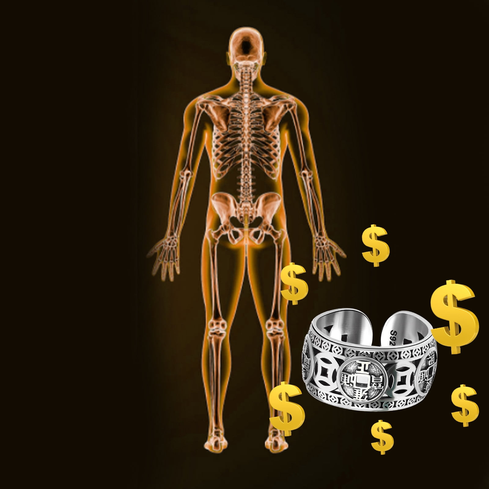 Manifest Wealth Attraction Ring, Five Emperors Coins Design, Lucky ...