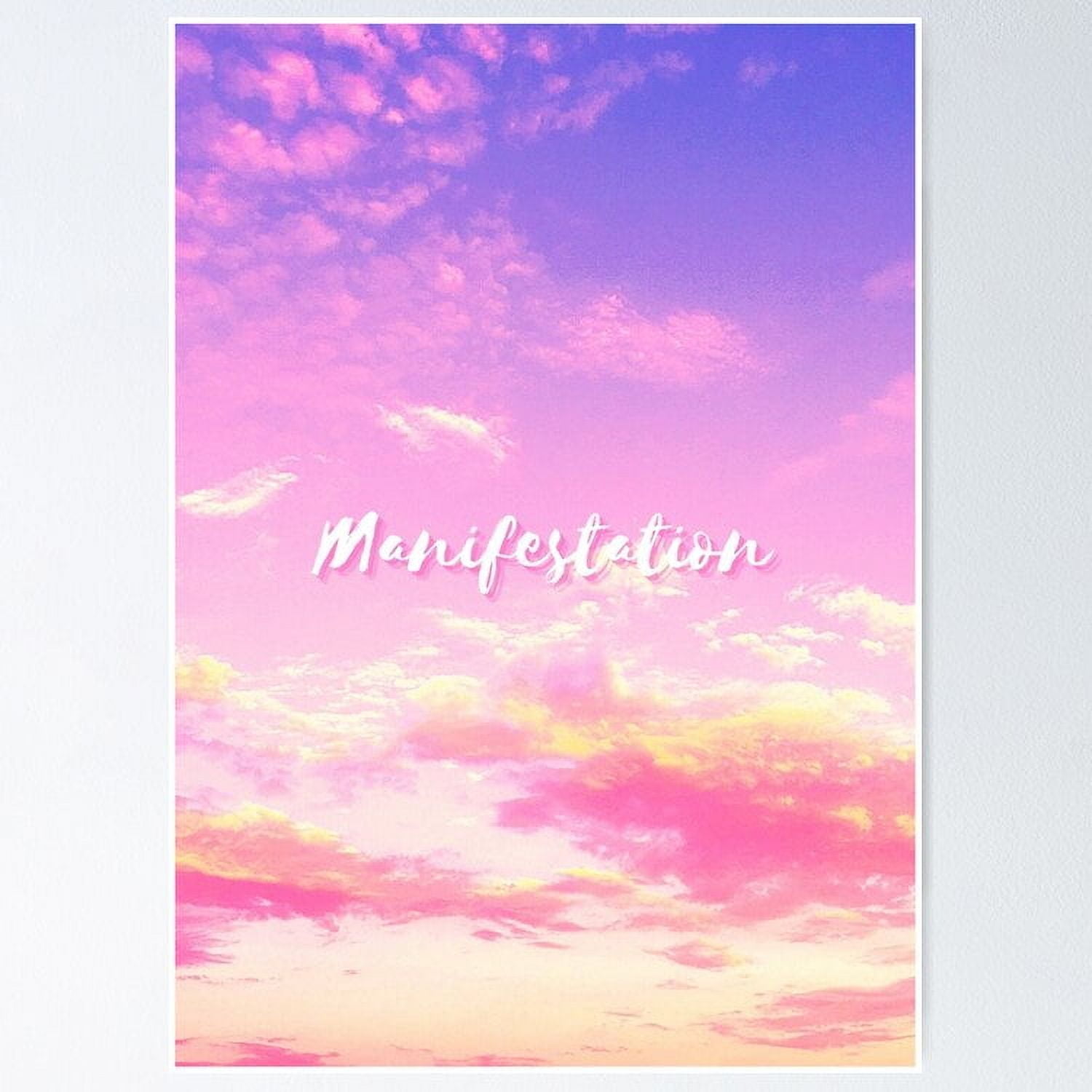 Manifestation Pink And Purple Sky And Cloud Background, White Text ...