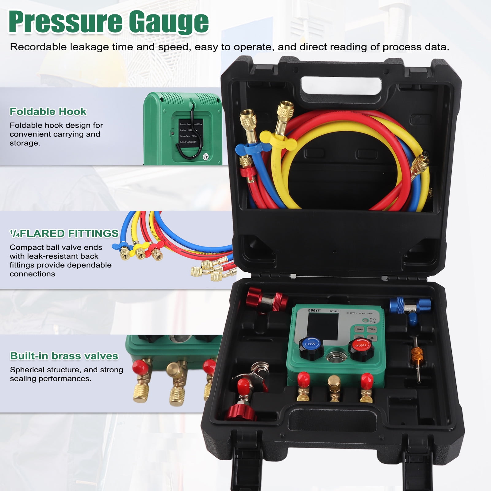 Manifold Electronic Air Conditioning Refrigerant Fluoride Meter Vacuum ...