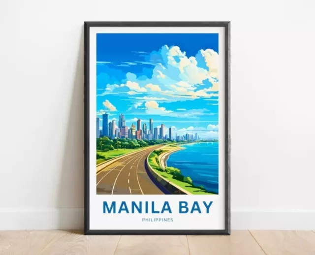 Manila Bay Travel Print - Manila Bay Poster, Philippines Wall Art NO ...