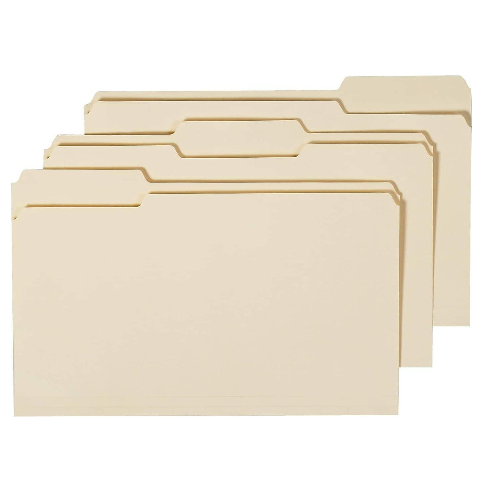 Manila File Folders Legal Size, 3-Tab, Assorted Position - 100/Box, 500 ...