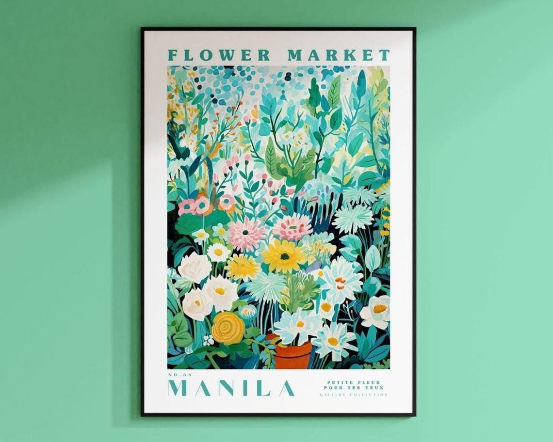 Manila Flower Market Poster, Philippines Travel Art, Floral Print, Gift ...