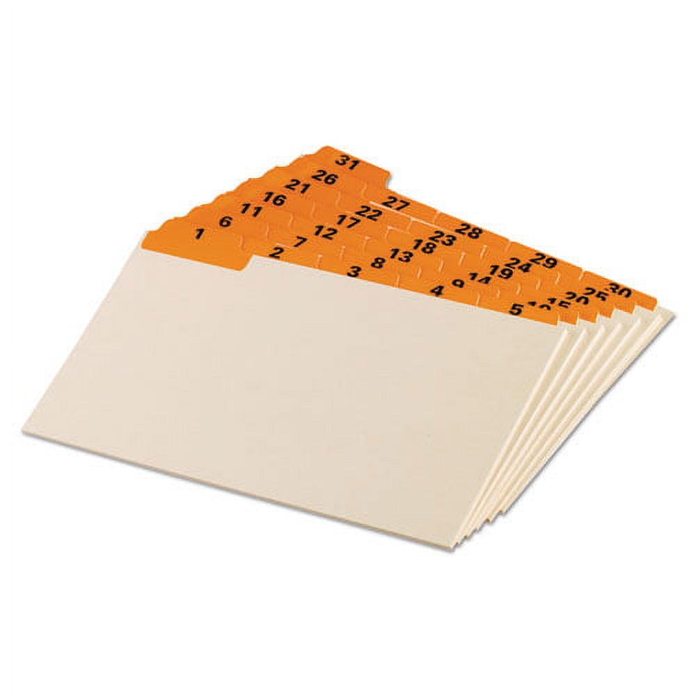Manila Index Card Guides With Laminated Tabs, 1/5-Cut Top Tab, 1 To 31 ...