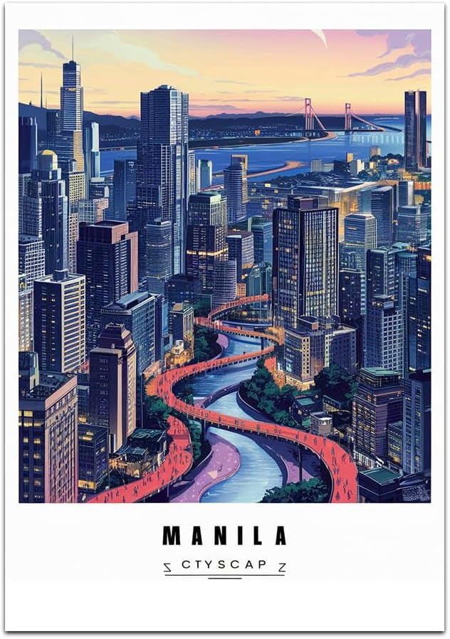 Manila Map Retro Style Travel Canvas, Manila Map Vintage Rustic Canvas ...
