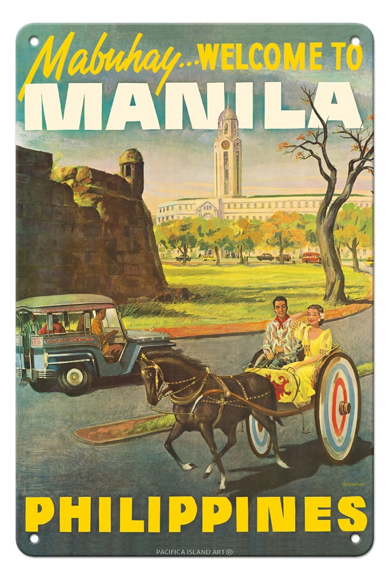 Manila Philippines - Mabuhay (Welcome) - Vintage Travel Poster c.1950s ...