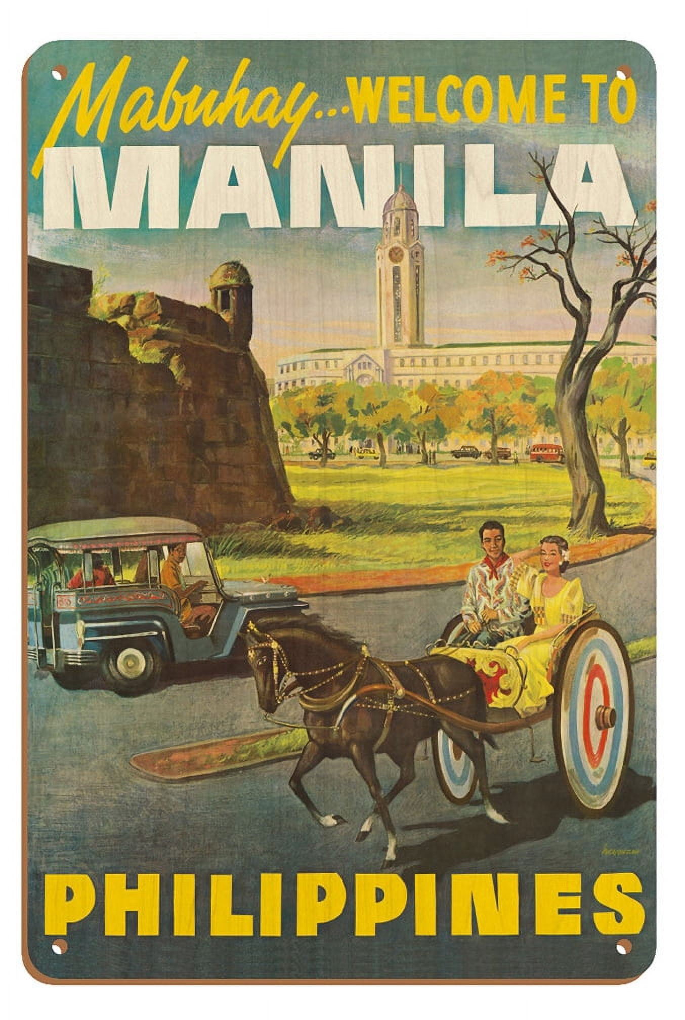 Manila Philippines - Mabuhay (Welcome) - Vintage Travel Poster c.1950s ...