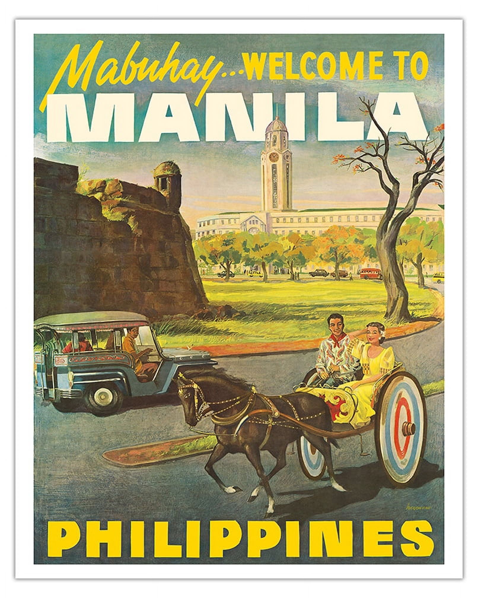Manila Philippines - Mabuhay (Welcome) - Vintage Travel Poster c.1950s ...