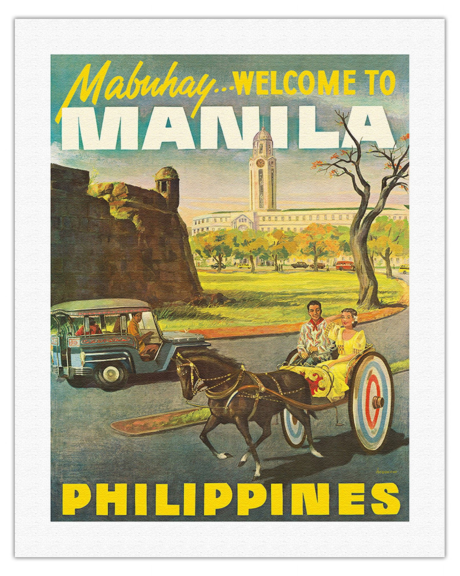 Manila Philippines - Mabuhay (Welcome) - Vintage Travel Poster c.1950s ...