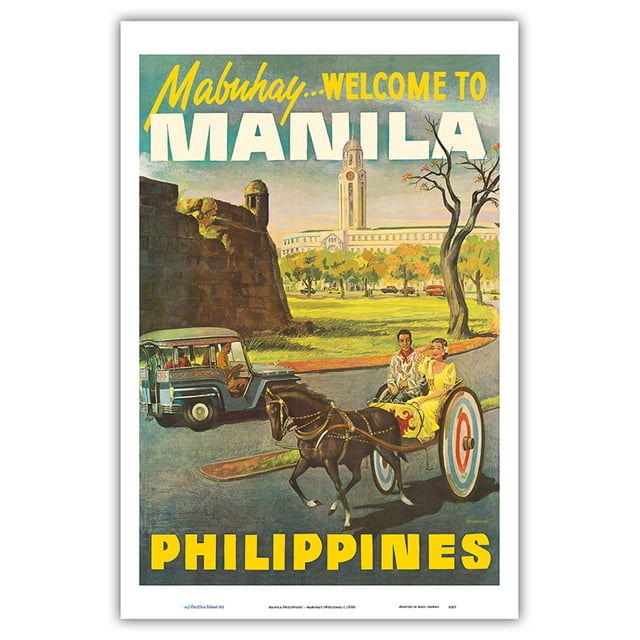 Manila Philippines - Mabuhay (Welcome) - Vintage Travel Poster c.1950s ...