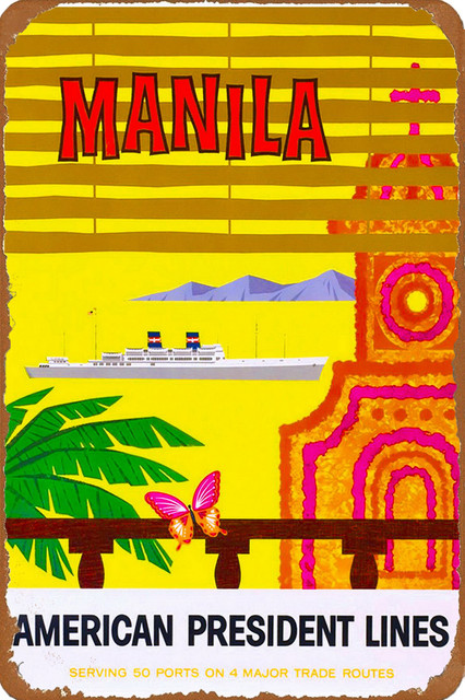 Manila Philippines Oceanliner Ship Vintage Travel Advertisement Art ...