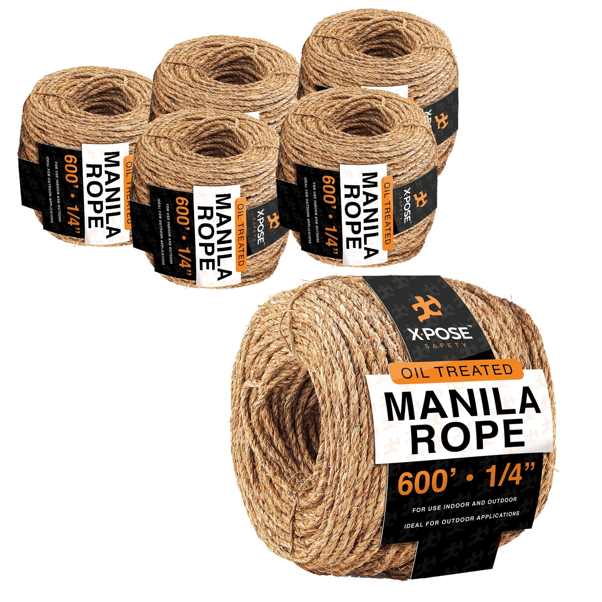 Manila Rope - 1/4 Inch Rope 600' - 3 Strand Cordage Twisted Braided ...
