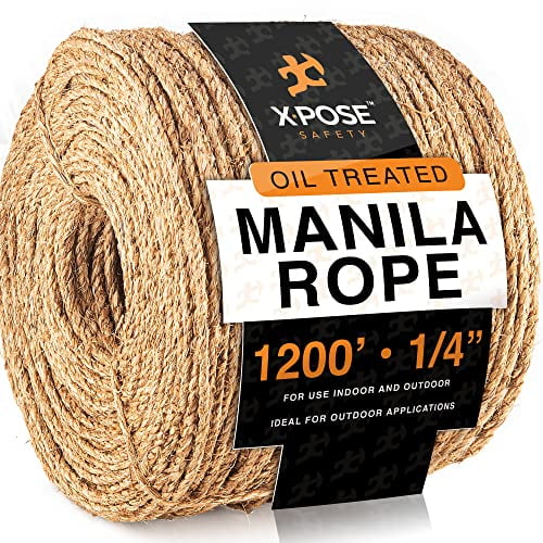 Manila Rope - 1/4 Inch Rope 600' - 3 Strand Cordage Twisted Braided ...
