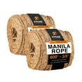 Manila Rope - 3/8 Inch Rope 600' - 3 Strand Cordage Twisted Braided ...