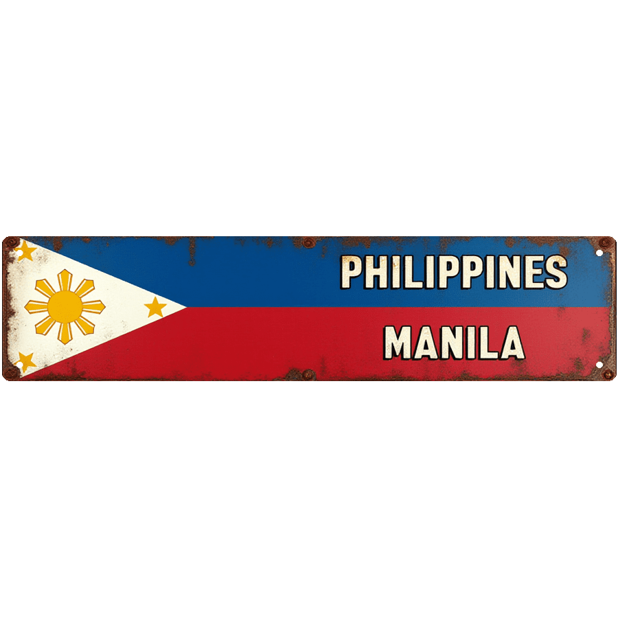 Manila Vintage Tin Sign - 12x8 Inches - Ideal for Tropical Decor, Man ...
