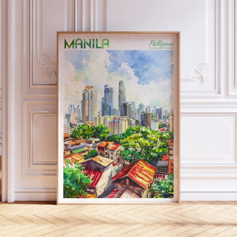 Manila Watercolor Art Print – Manila City Print – Philippines Travel ...