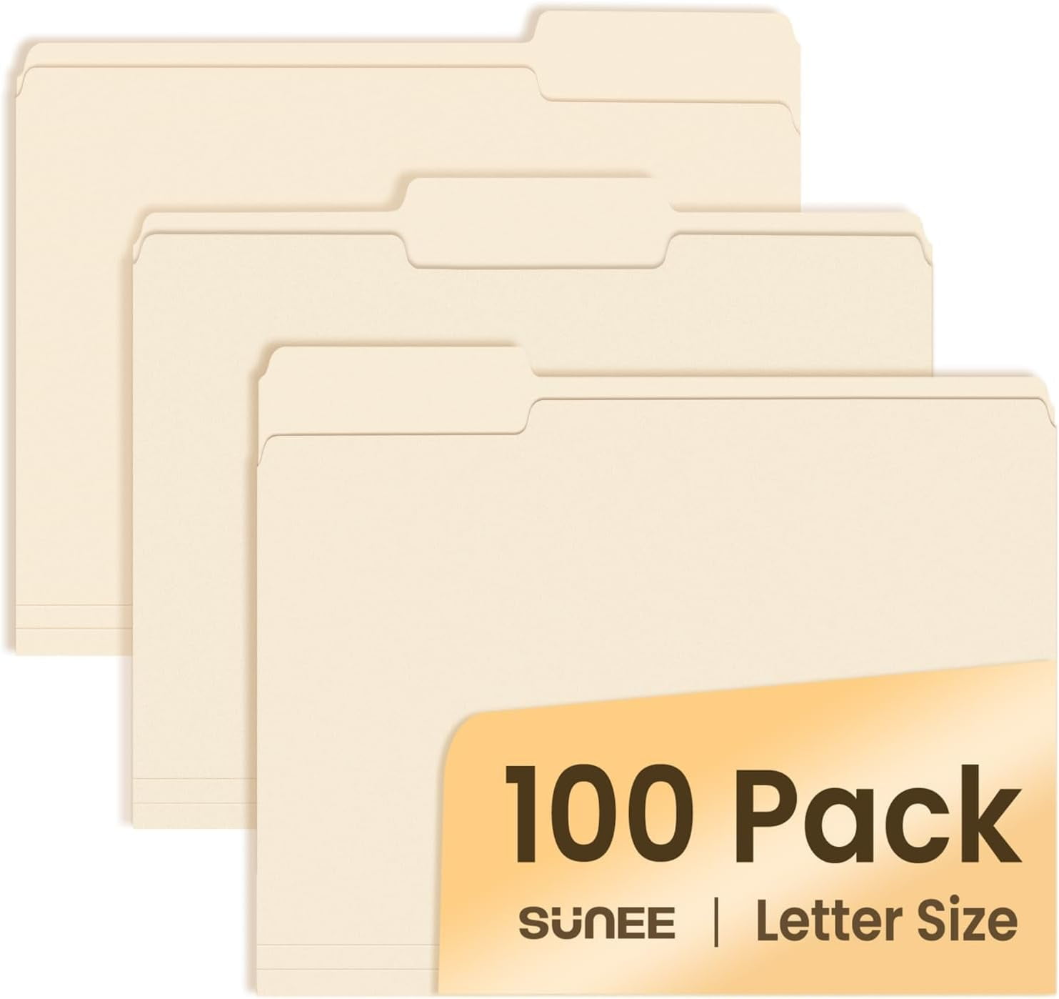 Manilla Folders Letter Size (8.5 x 11 inches),100 Per Box, 1/3 Cut Tab ...