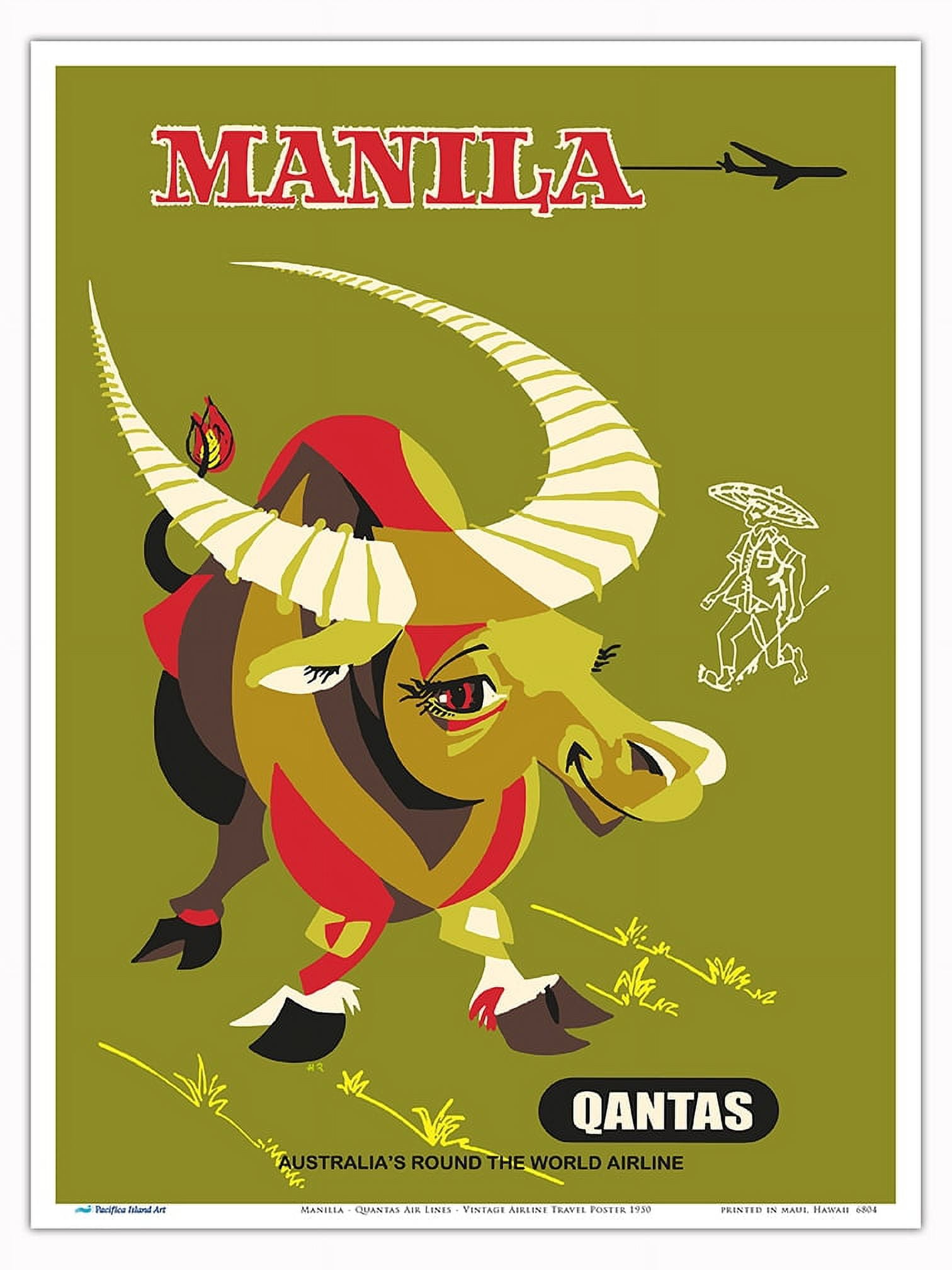 Manilla Philippines - Quantas Air Lines - Vintage Airline Travel Poster ...