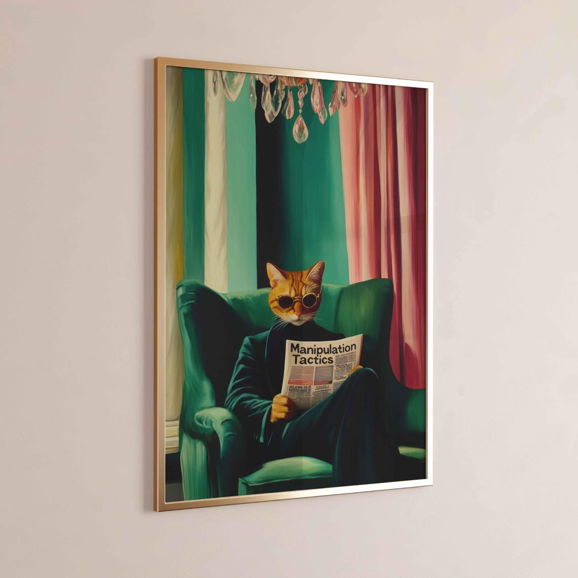 Manipulative Cat Humor, Funny Cat Reading Newspaper Print, Sassy Pet ...