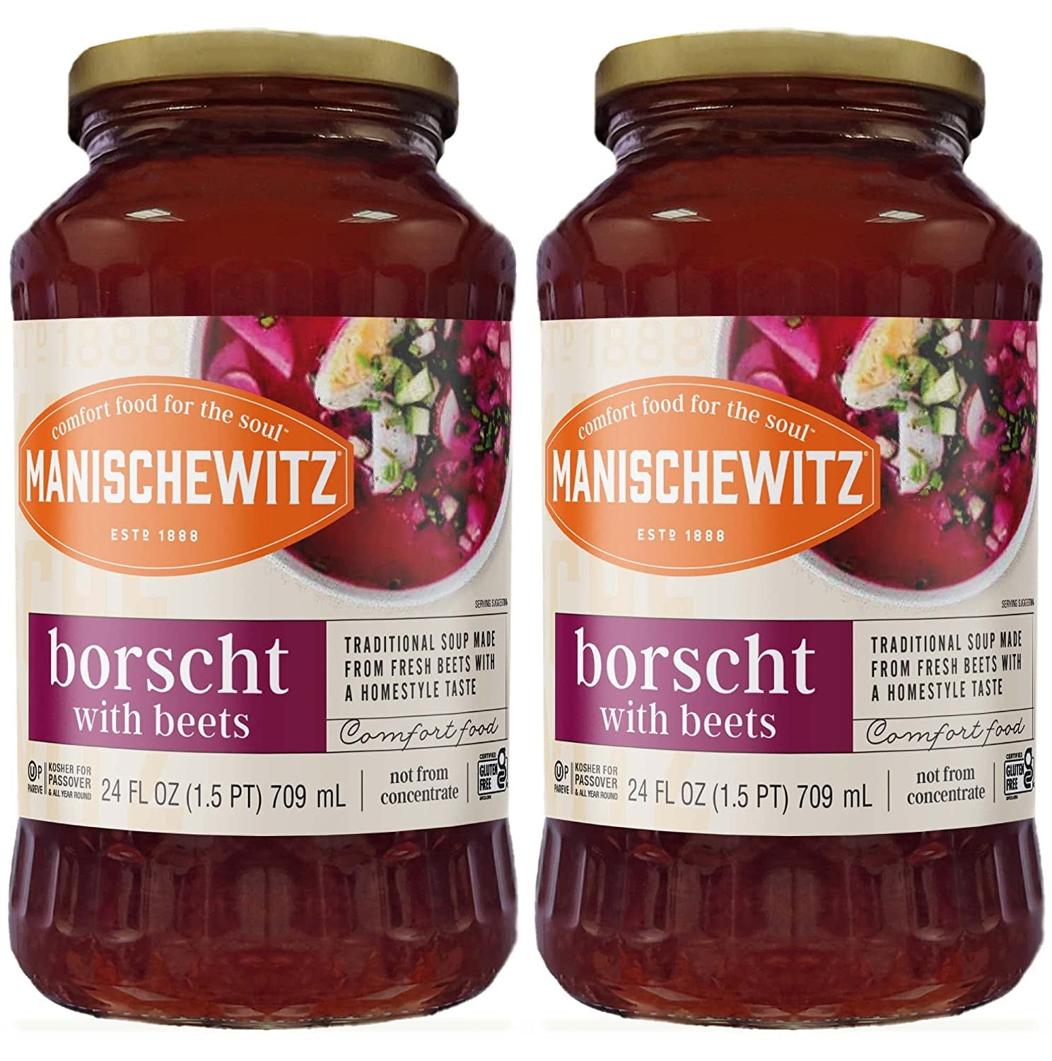 Manischewitz Gluten-free Borscht with Diced Beets, 24 Oz Pack of 2 ...