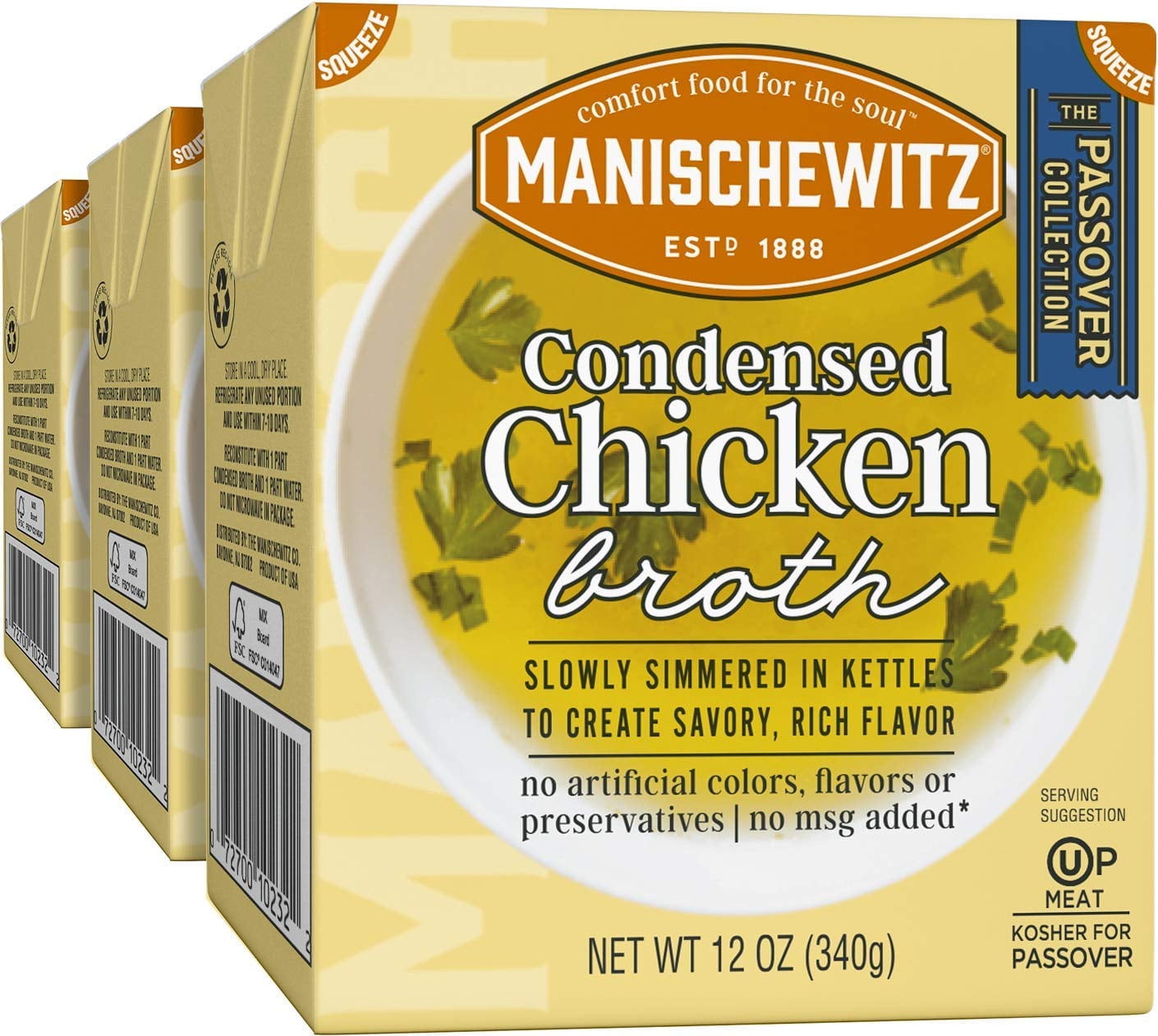 Manischewitz Chicken Broth 12oz (3 Pack), Flavorful, Kettle Cooked ...