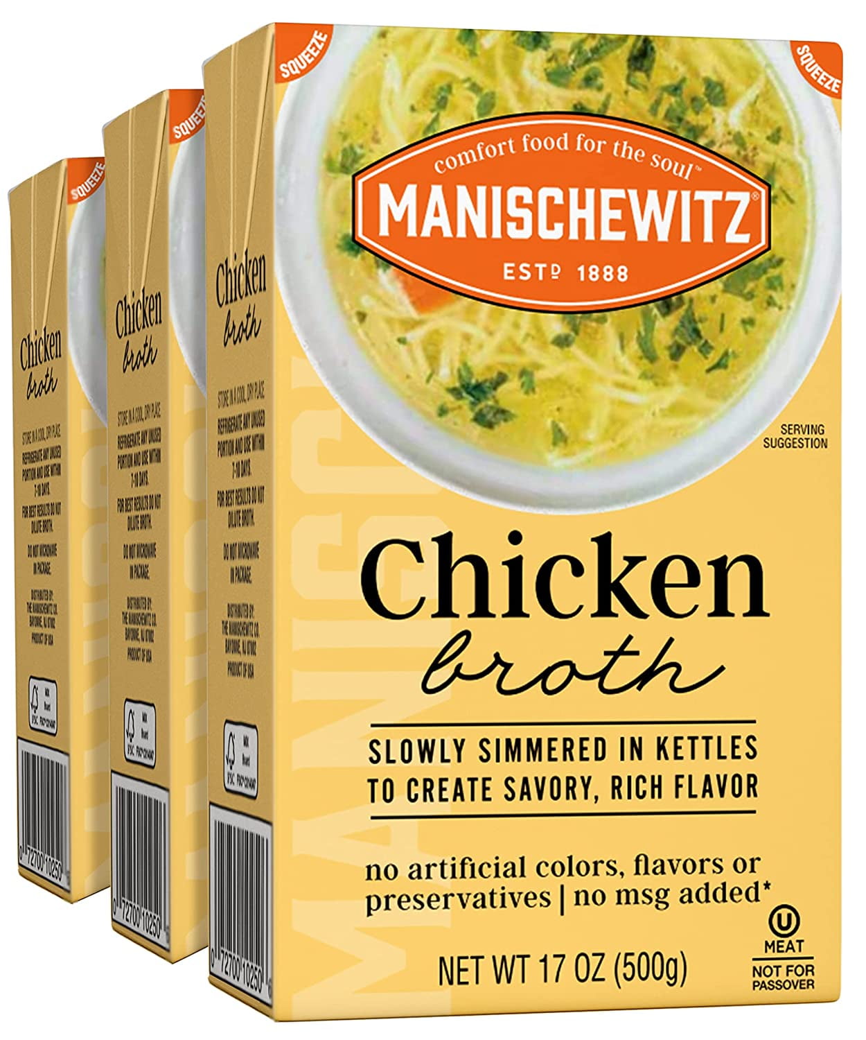 Manischewitz Chicken Broth 17oz (3 Pack), Flavorful, Kettle Cooked, and ...