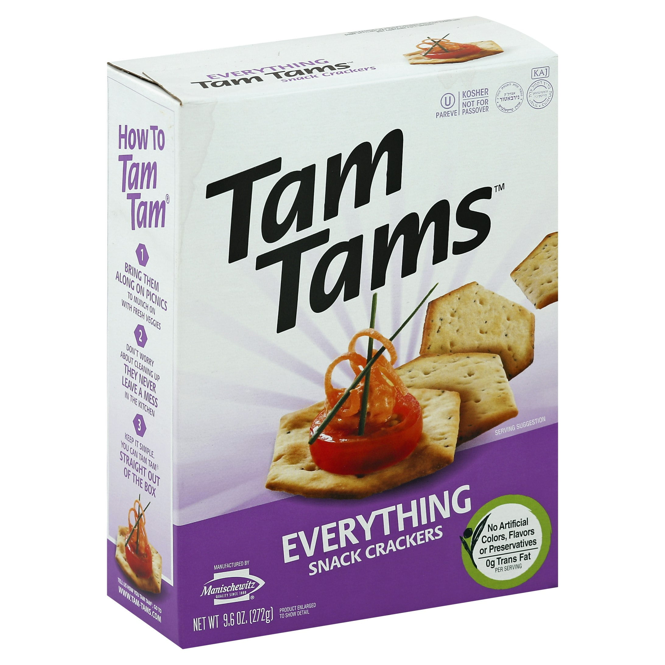 Manischewitz Everything Tam Tam Snack Crackers 9.6 oz (Pack Of 12 ...