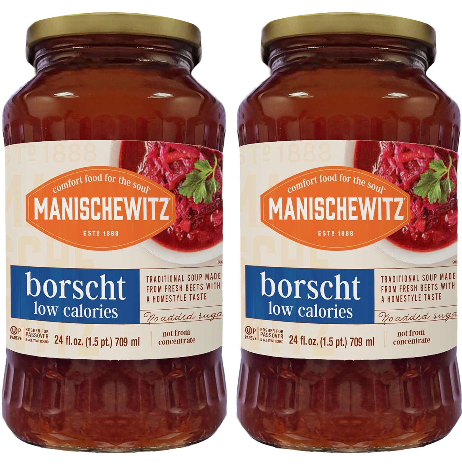 Manischewitz Low Calorie Borscht, Fresh Beets, Kosher, 24oz, 2 Pack ...