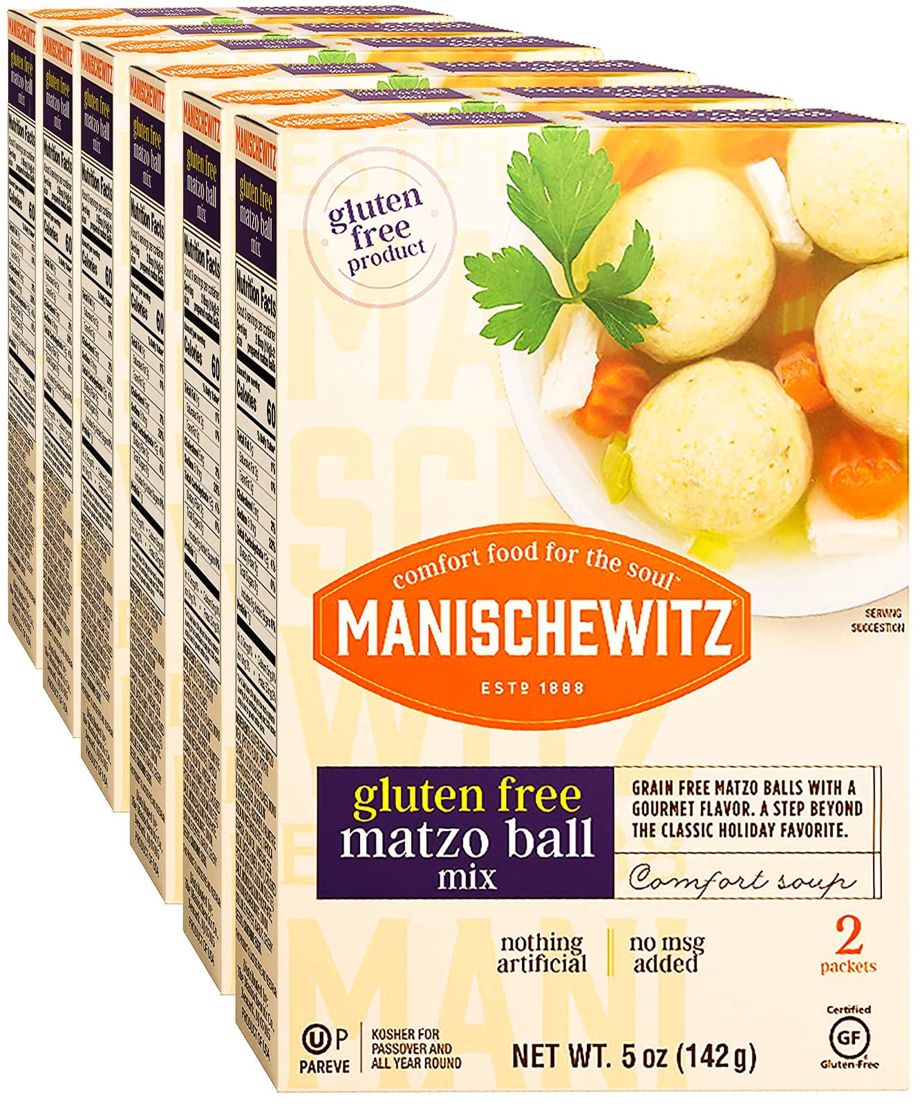 Manischewitz Matzo Ball Mix, KF05 Gluten Free - 5 Ounce (Pack of 6 ...