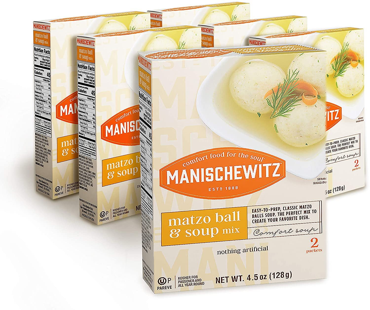 Manischewitz Matzo Ball and Soup Mix, 4.5oz Box Pack of 6, Total of 27 ...