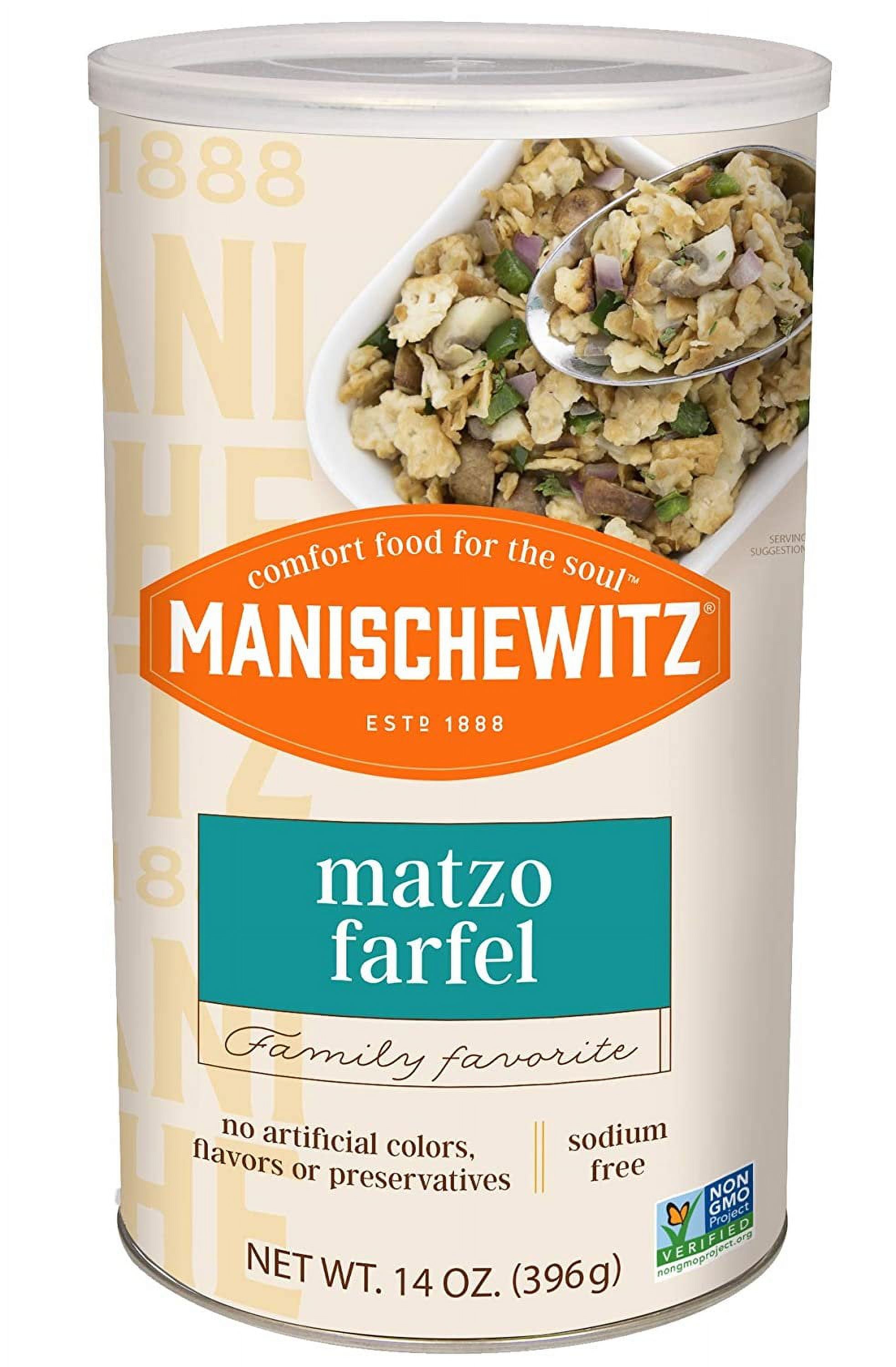 Manischewitz Matzo Farfel, 14oz Resealable Canister, Sodium Free, No ...
