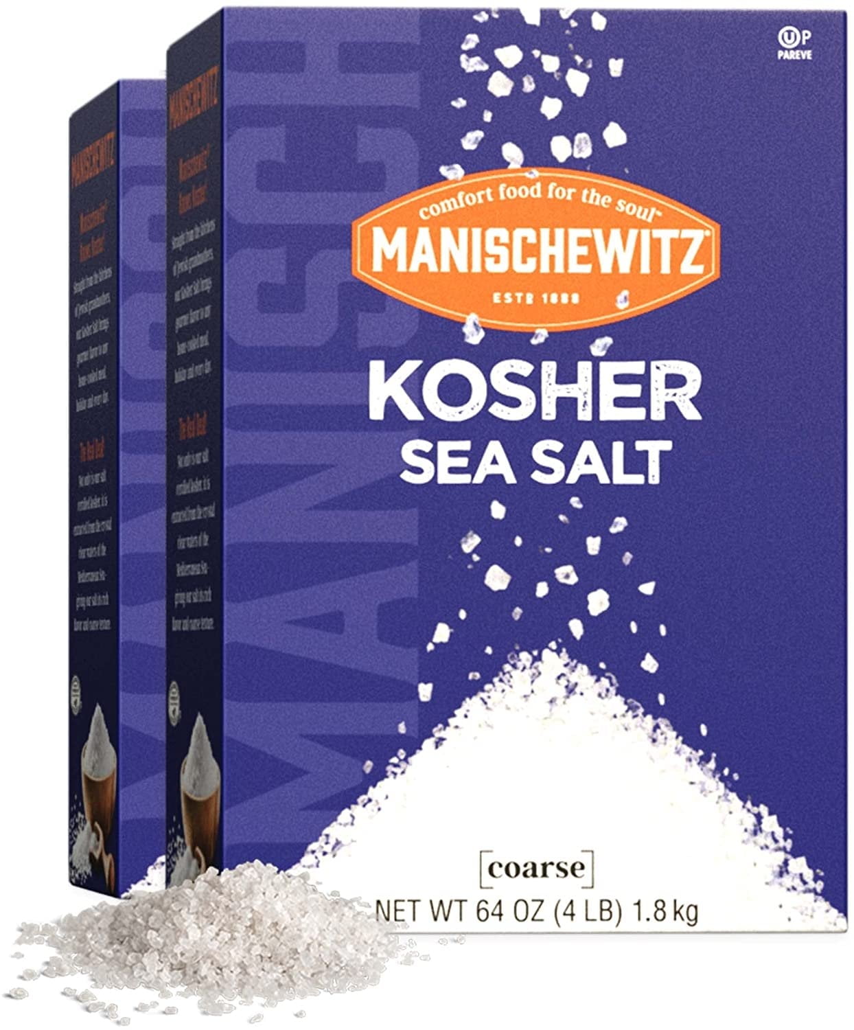 Manischewitz 4lb Kosher Salt 2 Pack, Coarse Sea Salt from Sicily Italy ...