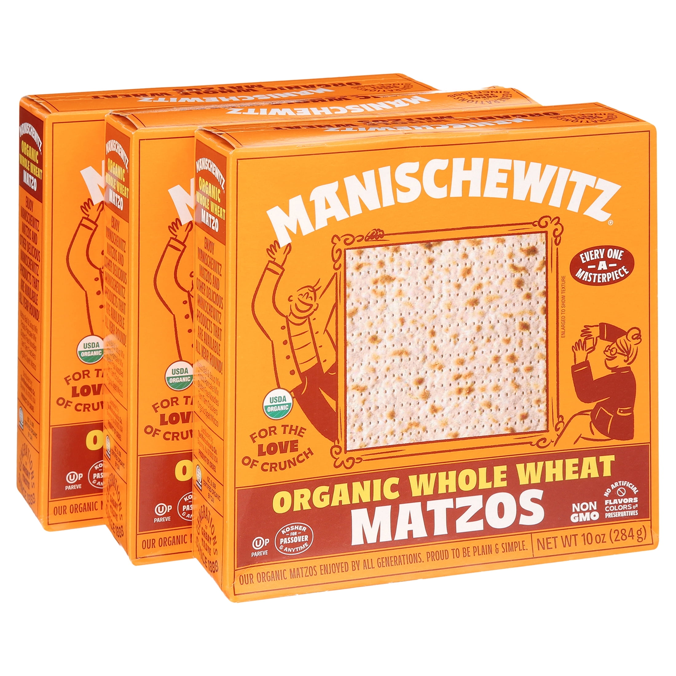 Manischewitz Organic Whole Wheat Matzos, Kosher for Passover, Non-GMO ...