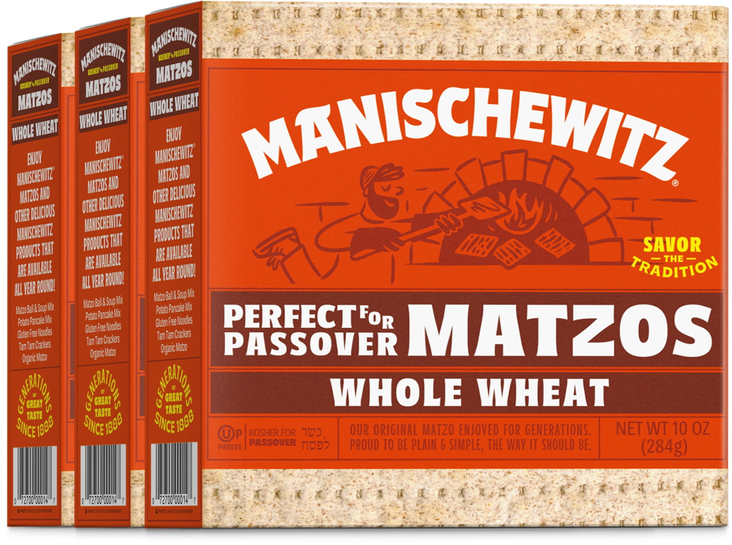 Manischewitz Passover Whole Wheat Matzo 10 oz 3 Pack Thin, Crisp ...