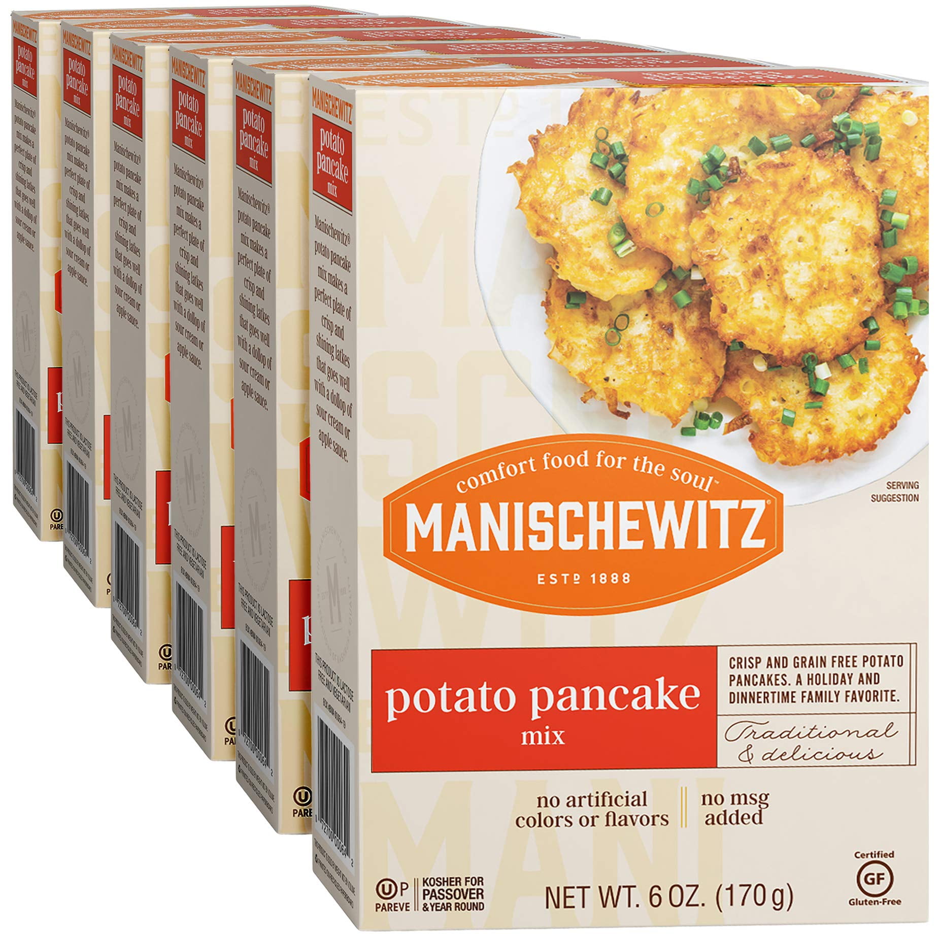 Manischewitz Gluten Free Potato Pancake Mix, 6oz (6 Pack), No MSG ...