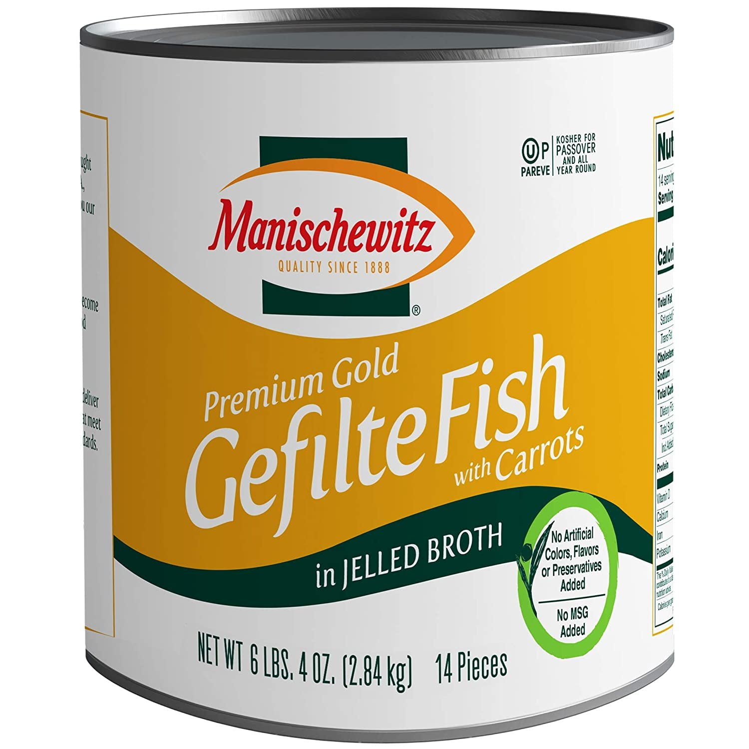 Manischewitz Premium Gold Gefilte Fish, 14 Pieces in Jelled Broth, No ...