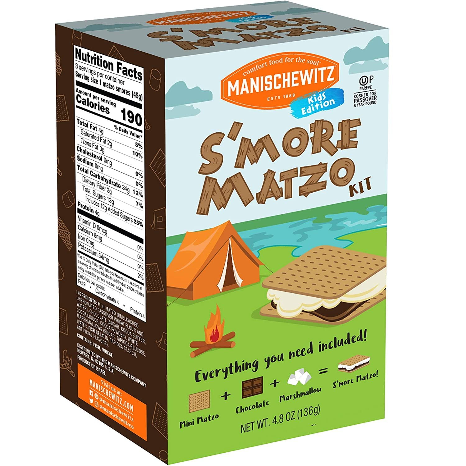 Manischewitz Smoreables Matzo Smores Kit, 4.8oz 1 Pack Great DIY Kids ...