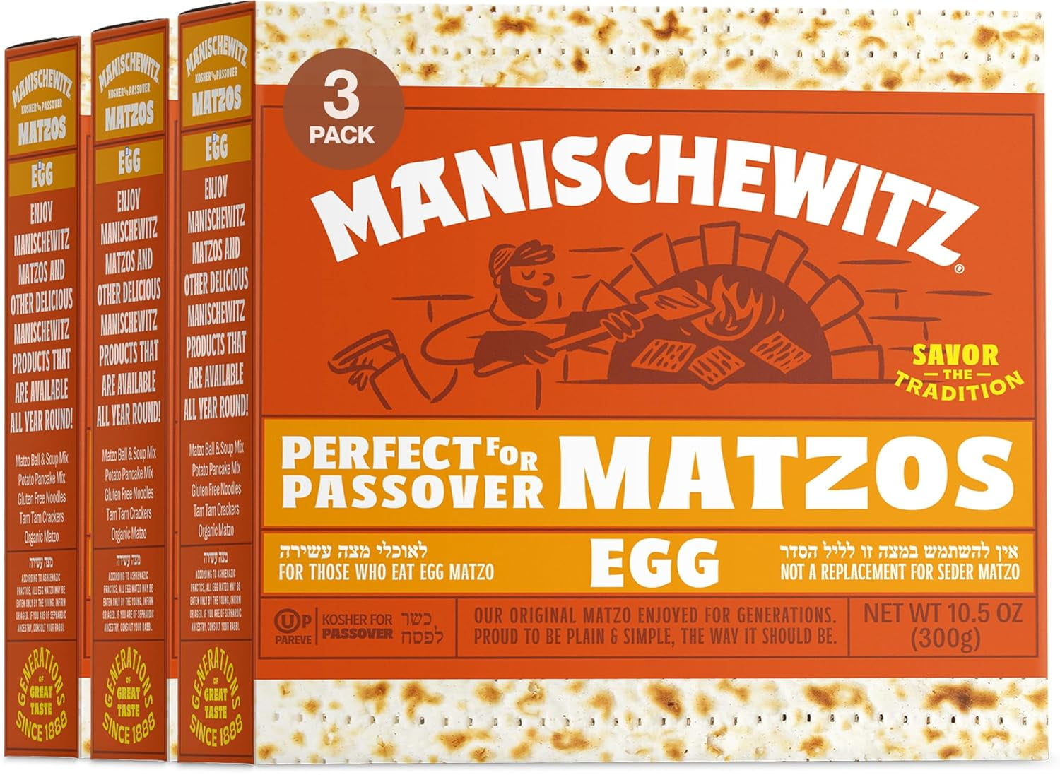 Manishewitz Passover Egg Matzo 10.5oz (3 Pack) | Thin, Crisp & Light ...