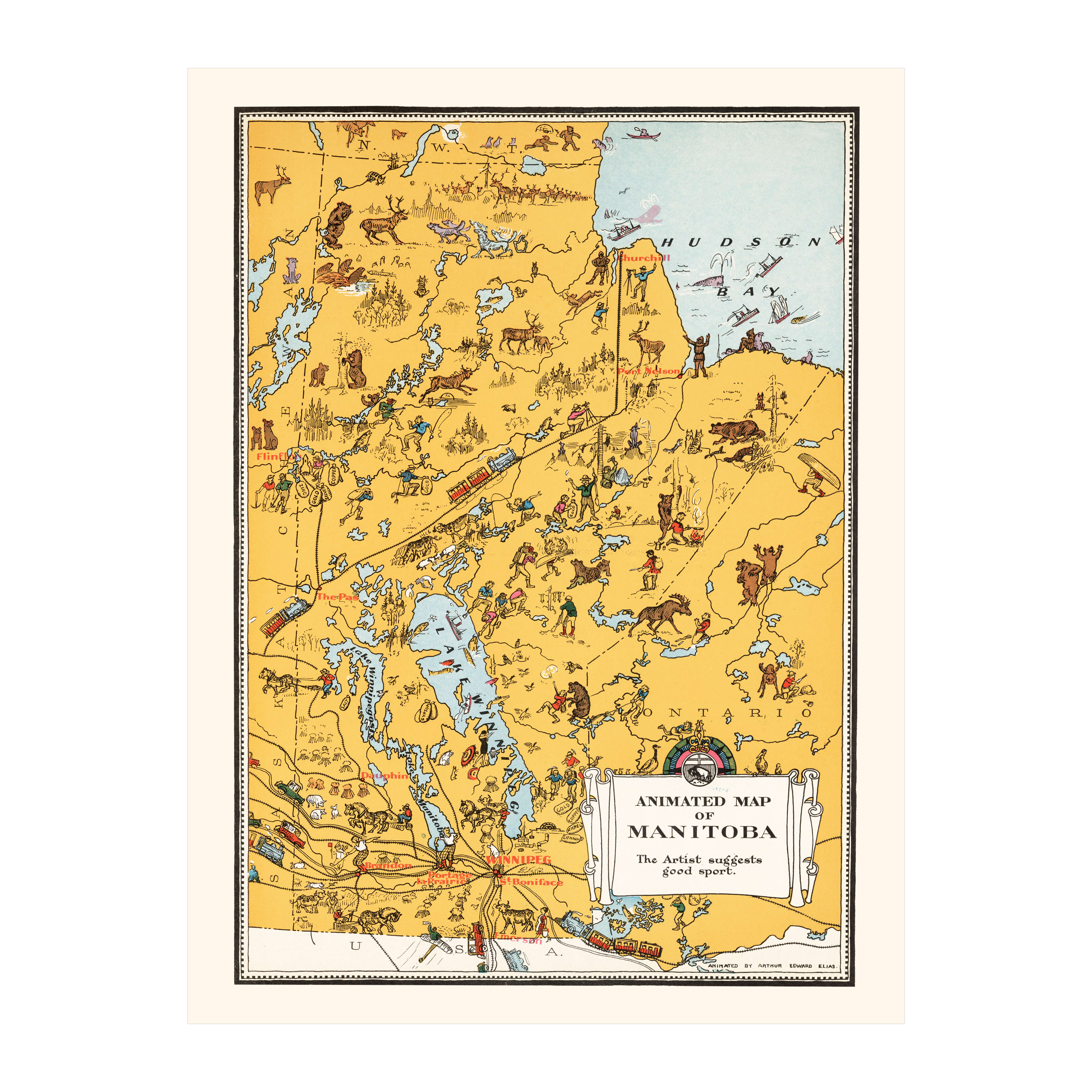 Manitoba Canada Canada Art, 1929 Vintage Map of Manitoba Canada Canada ...