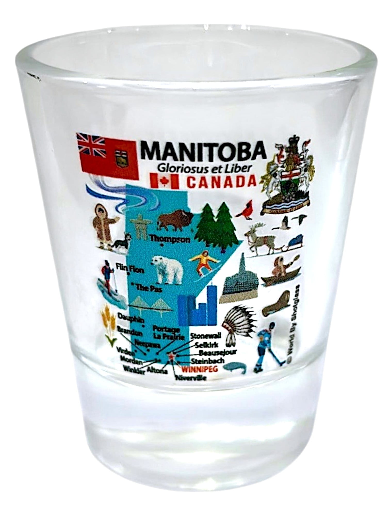 Manitoba Canada Map and Attractions Collage Shot Glass - Walmart ...