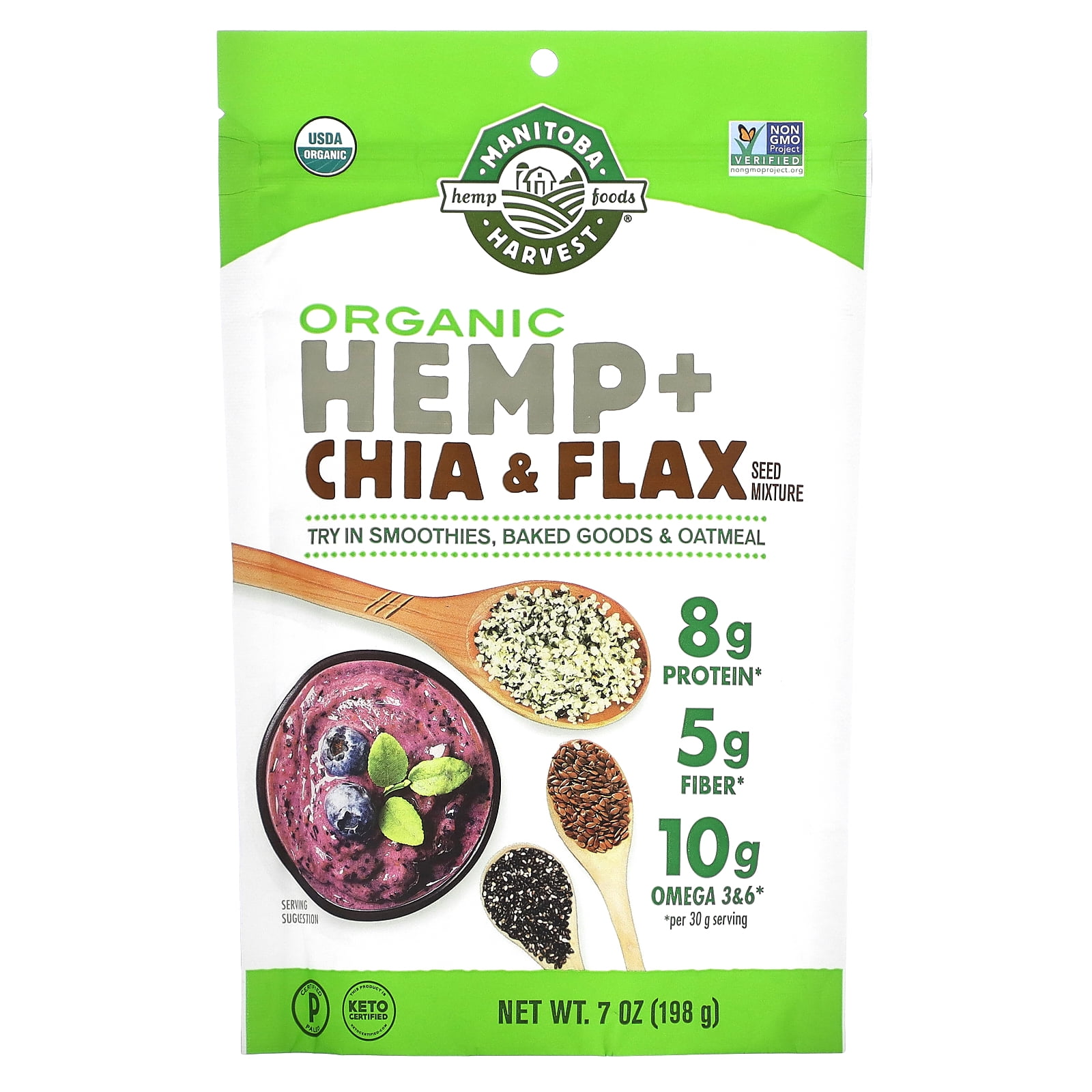 Manitoba Harvest Organic Hemp + Chia & Flax Seed Mixture, 7 oz (198 g ...