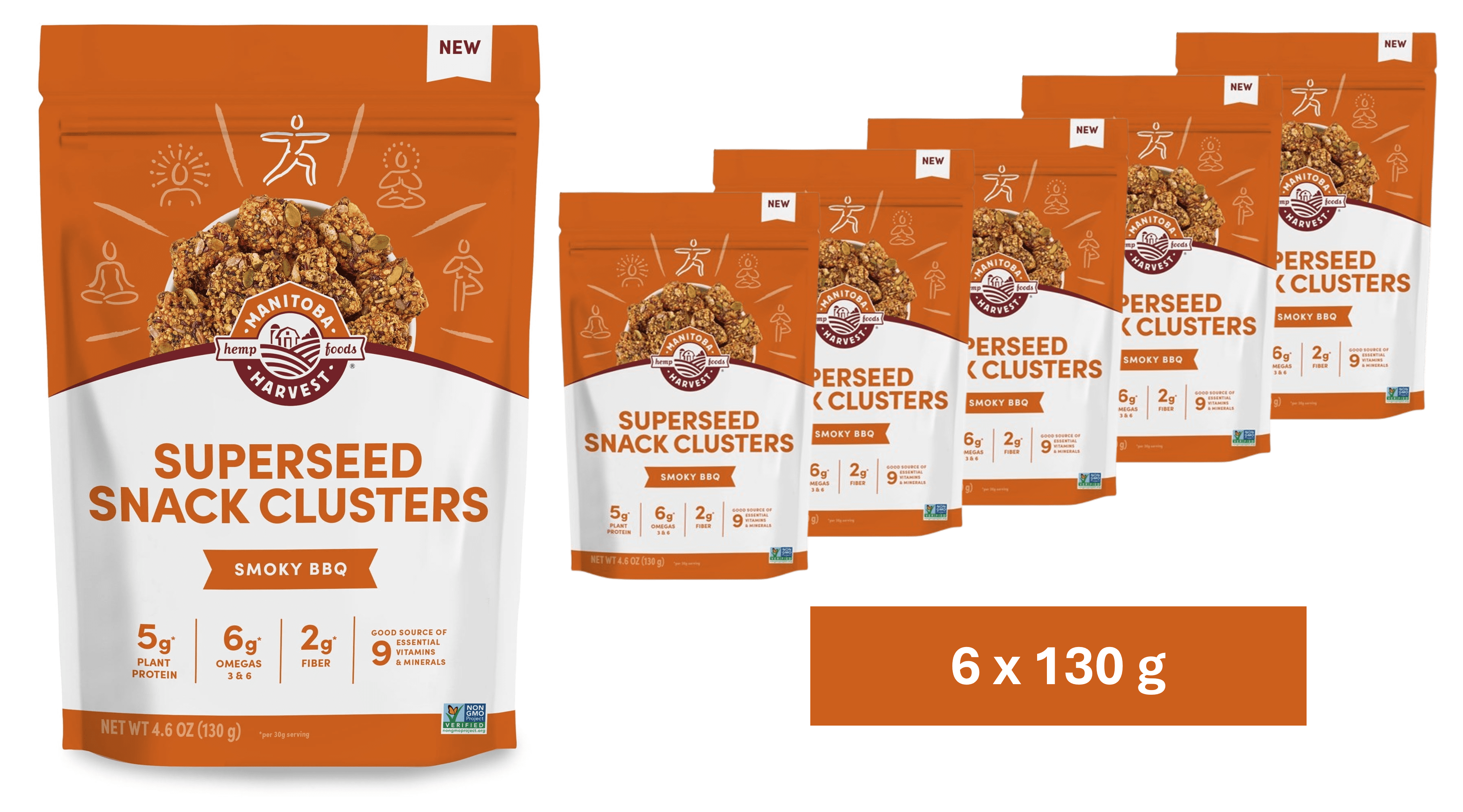 Manitoba Harvest, Superseed Snack Clusters, Smoky BBQ, 4.6 oz (6-pack ...