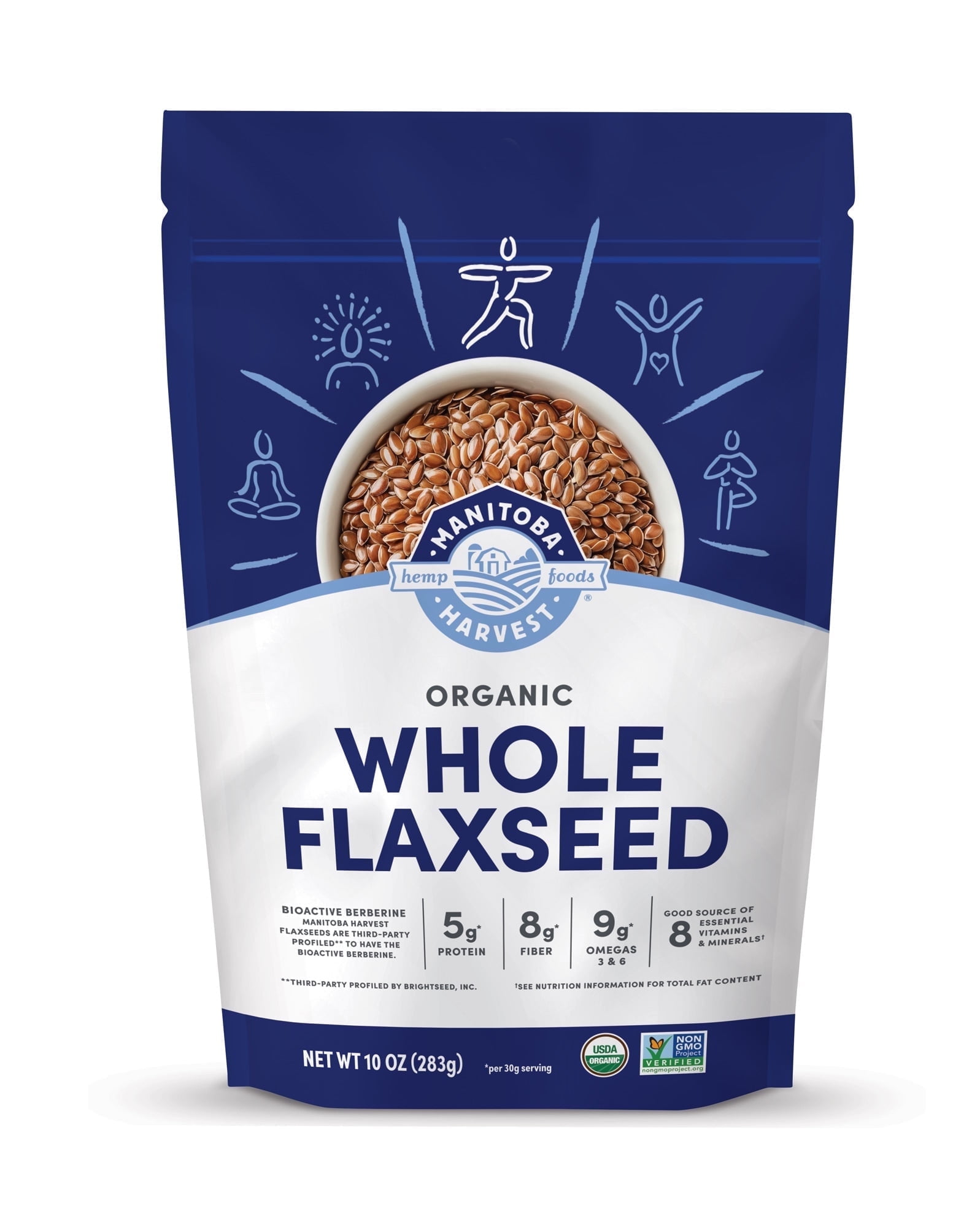Manitoba Harvest Organic Whole Flaxseed 10 oz (8 Pack), Plant Protein ...